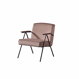 Epinki Cloth Leisure, Black Metal Frame Recliner Chair, for Living Room and Bedroom, Brown Furniture