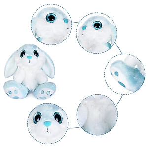 My OLi 8.5" Plush Bunny Stuffed Rabbit Floppy Ear Sitting Bunny Stuffed Animal Gray Plush Toy Gifts for Babies Kids Boys Girls