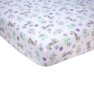 Carter's Zoo Jungle/Safari 4 Piece Nursery Crib Bedding Set, Lavender/Aqua/White
