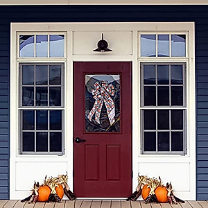 RECUTMS Fall Wreath Bow Halloween Thanksgiving Wreath Bows Holiday Bows for Wreaths Orange Burlap Bow Home Garden Decoration