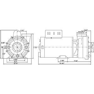 Pump, LX, 4.0HP, 2 SPD, 230V, 12A / 4.4A, 56WUA400-II Baseless, 2”