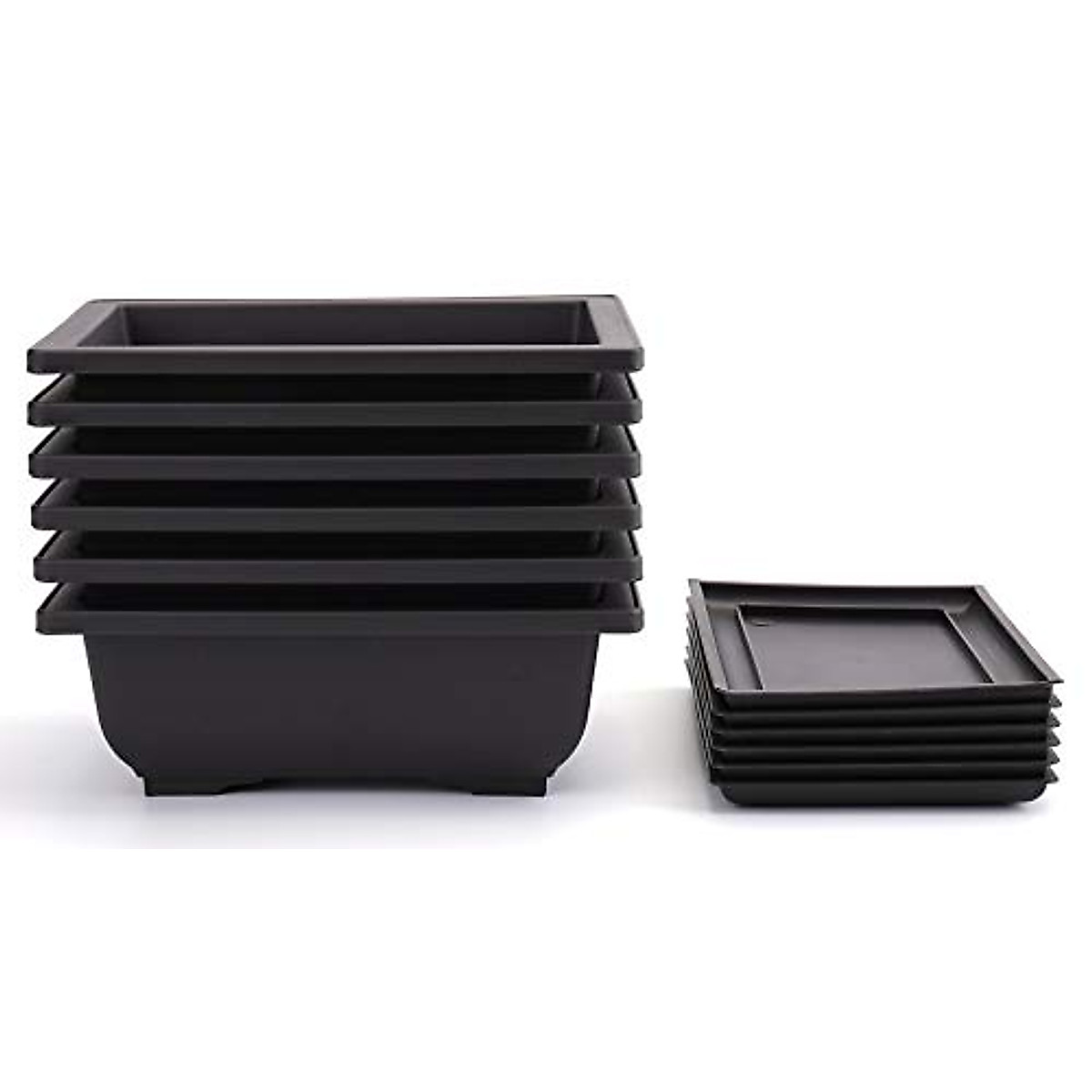Yesland 24 Pcs Bonsai Training Pots of 6-1/2 Inch - Classic Deep Humidity Trays with Built in Mesh - Plastic Square Pot for Plants, Flowers, Herbs, African Violets & Seed Nursery