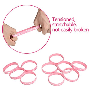 36PCS Breast Cancer Awareness Pink Ribbon Bracelets - Hope Faith Strength Courage Wristbands Party Supplies Favors