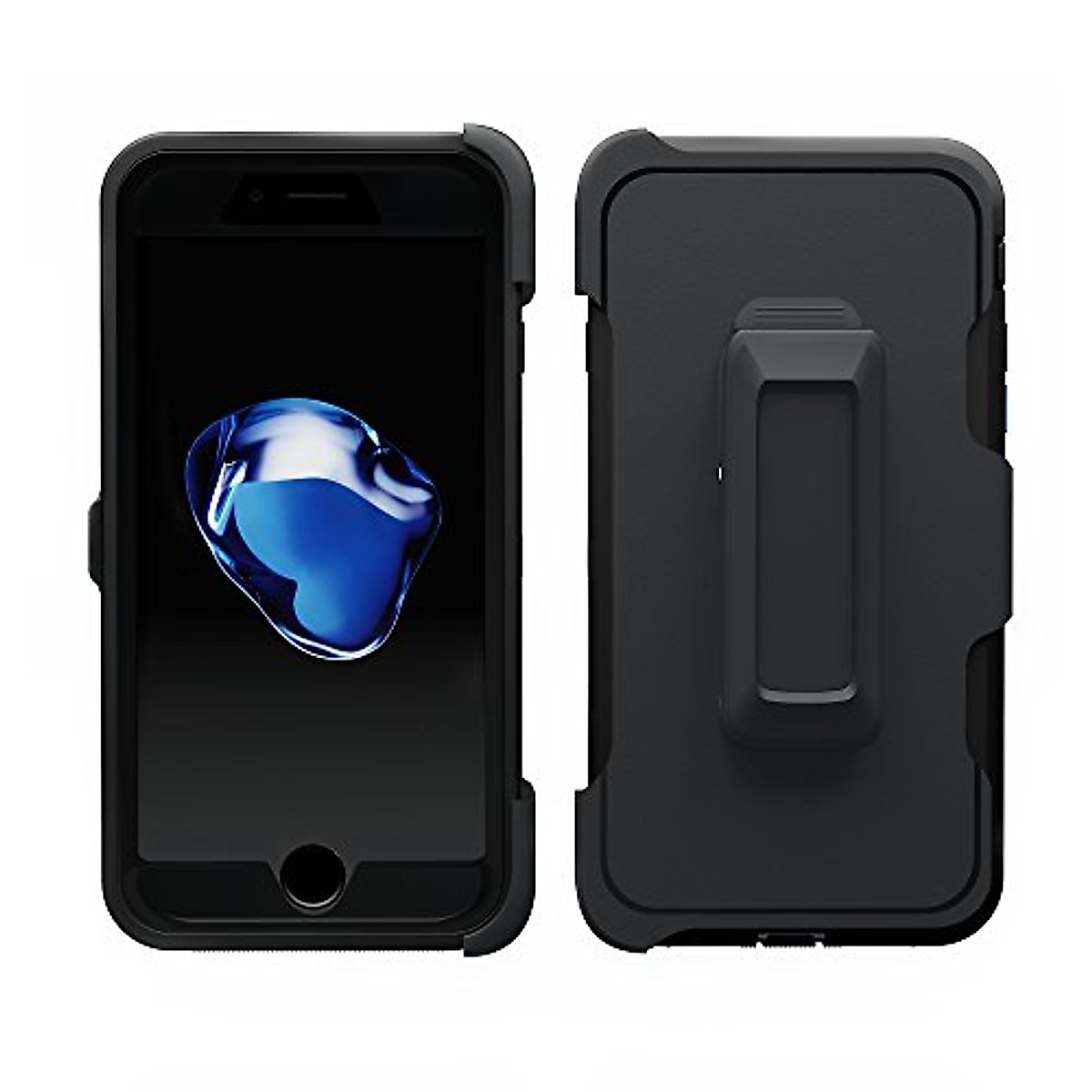 iPhone 7 Plus Case, ToughBox® [Armor Series] [Shock Proof] for Apple iPhone 7 Plus Case [Built in Screen Protector] [with Holster & Belt Clip] [Fits OtterBox Defender Series Belt Clip] (■ Black)