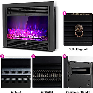 Topment 28.5" Recessed Electric Fireplace, Freestanding Fireplace Insert with Touch Screen Control Panel, Remote Control, Over-Heating Protection, 750-1500W Recessed in-Wall Heater with Timer