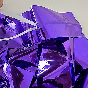 Purple Backdrop Party Decoration Metallic Square Foil Fringe Curtain Photo Booth Props for Birthday Christmas Graduation Bachelorette Wedding Engagement Bridal Baby Shower Party Decorations - 2 Packs