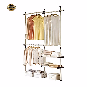 PRINCE HANGER, Double 2 Tier Hanger & Shelves, Clothing Rack, Closet Organizer, clothes rack, Closet system, Bedroom garment rack, Heavy Duty, PHUS-0053, Made in Korea