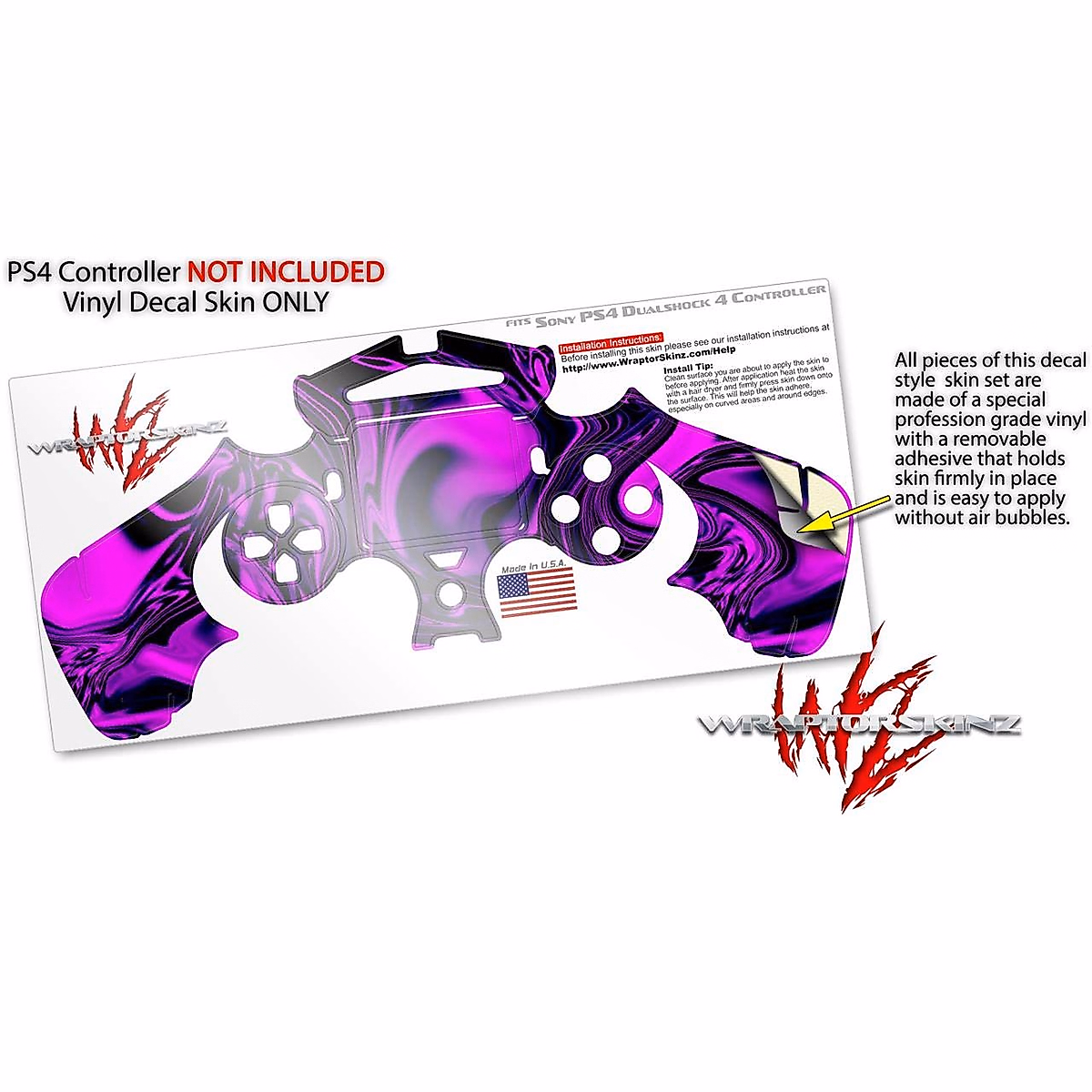 WraptorSkinz Vinyl Decal Skin Compatible with Sony PS4 Controller PlayStation 4 Original Slim and Pro Liquid Metal Chrome Purple (Controller NOT Included)