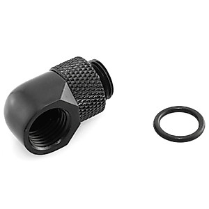 DGZZI G1/4" Male to Female Extender Fitting 2PCS Black 90 Degree Elbow Thread Rotary Connector Adapte for Computer Water Cooling System