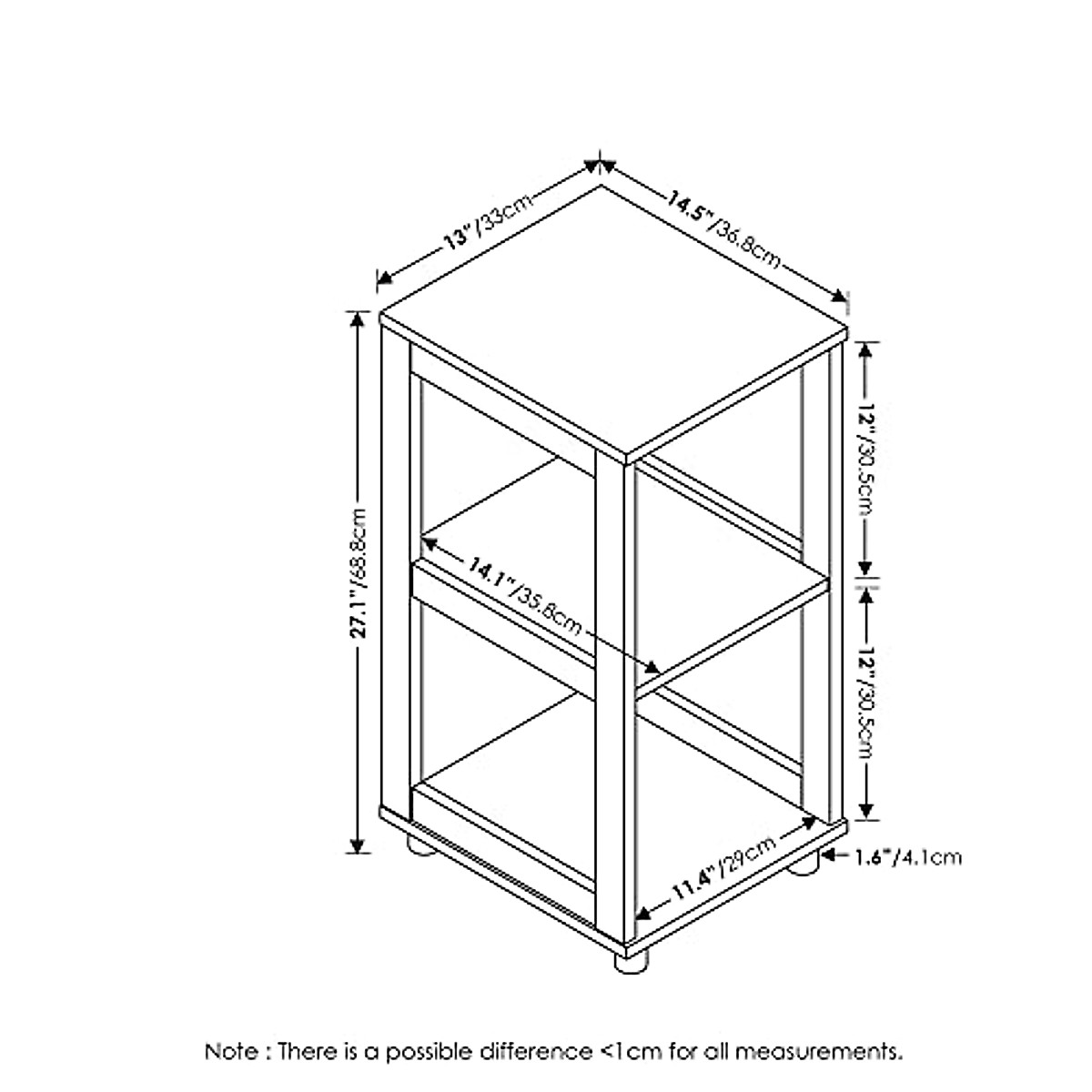 Furinno Romain 2-Tier Tall End Table, French Oak