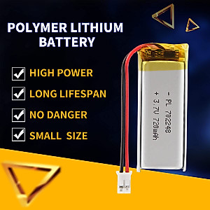 AKZYTUE 3.7V 720mAh 702248 Lipo battery Rechargeable Lithium Polymer ion Battery Pack with PH2.0mm JST Connector