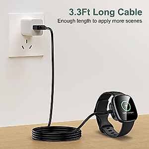 Mixblu Replacement Charger Cable for Fitbit Versa 4/Sense 2/Versa 3/Sense Smartwatch (2 Pack/3.3Ft)