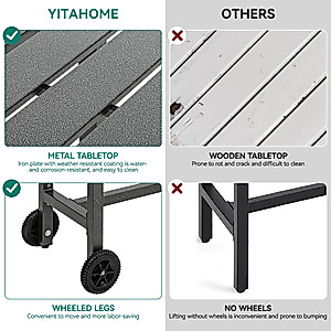 YITAHOME Outdoor Bar Table, 39" Outdoor Patio Bar Table, Weatherproof & Sturdy Bar Height Table for Balcony, Garden, Yard, Poolside, Silver