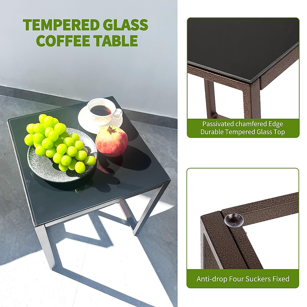 VSMKSJ 3 Pieces Patio Rocking Chairs Set of 2, Outdoor Wicker Patio Sets Conversation Coffee Table for Front Porch,Balcony,Garden,Poolside,Washable Cushion (Grey)