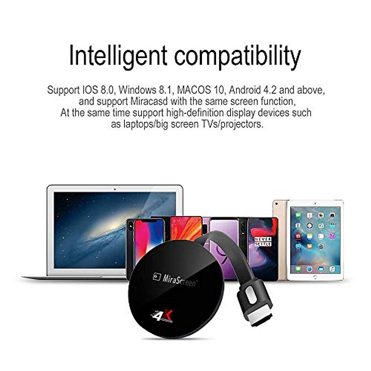 HDMI Wireless Display Adapter 2.4G Miracast dongle for TV 4K Mobile Screen Mirroring Receiver Dongle to TV/Projector Receiver Support Android Mac iOS Windows