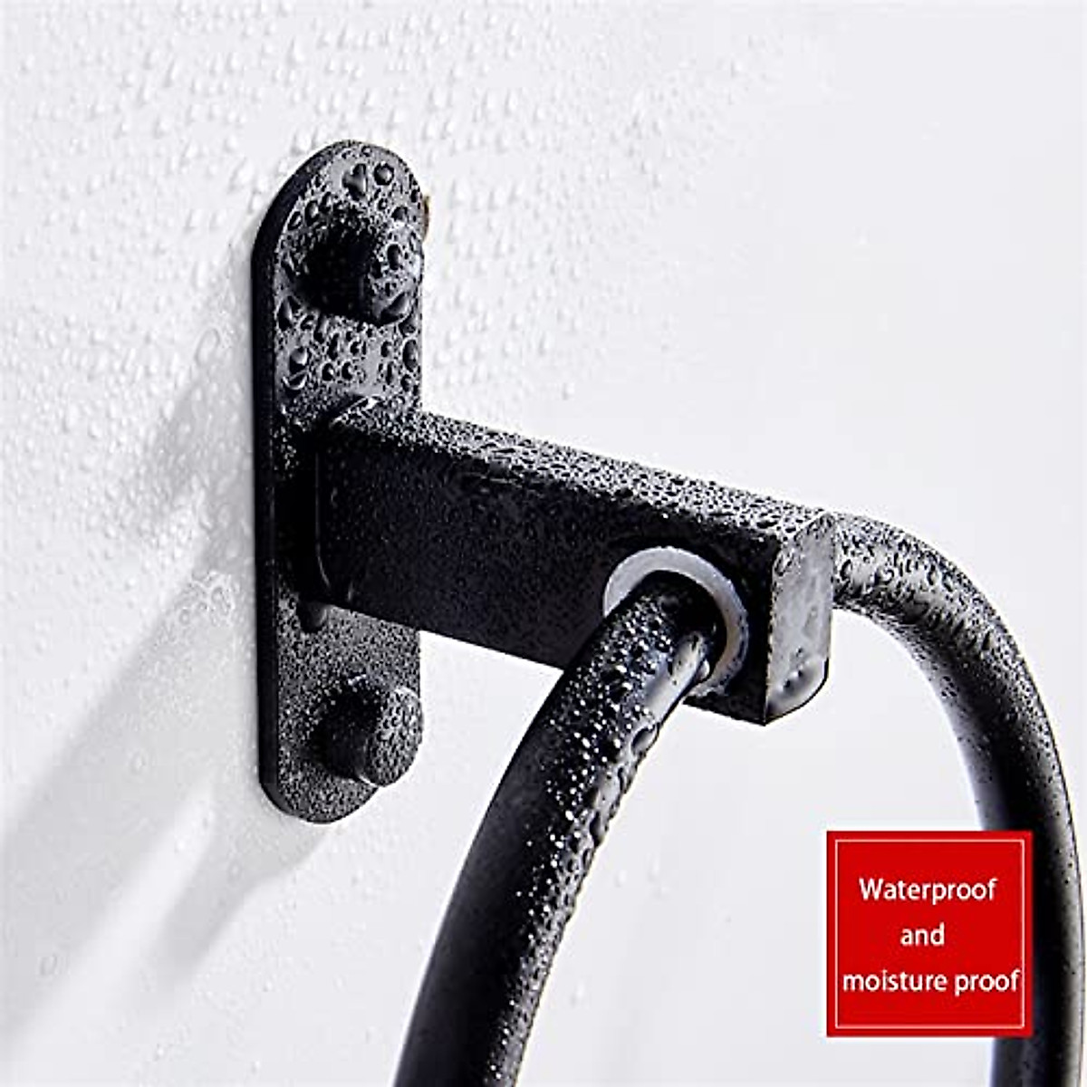 VEMMIO Towel Ring Black Hand Towel Rings Holder Aluminum Round Bar Washroom Wall Mounted Bath Hanger Rack Shelf Bathroom Accessories
