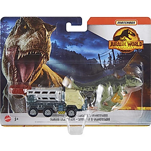 Matchbox Jurassic World Dino Transporters, 1 Vehicle & 1-2 Mini Dinosaurs, Ages 3 Years Old & Up