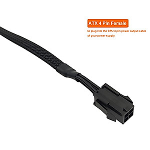 (2-Pack) YEZriler ATX 4 Pin Extension Cable, Motherboard CPU 4pin Male to Female Adapter Sleeved for Power Supply PSUs 20.8-inch (53cm)