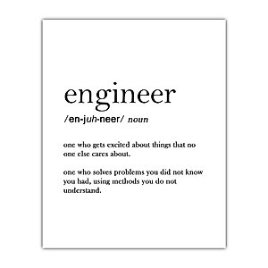 Engineer Funny Definition: 8x10 Unframed Chic, Boho & Modern Typography Wall Art Poster Print for Office, Classroom, Dorm & Bedroom Decor - Creative Idea for Engineers & Engineering Students