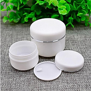 8 Oz (250ml) White Plastic Cosmetic Jars with Inner Liners and Dome Lids Refillable Make-up Cosmetic Containers Pot Case for Scrubs Oils Salves Creams Lip Balm Lotions Nail Accessories Pack of 6