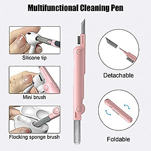 YUWAKAYI 7 in 1 Electronic Cleaner Kit, Keyboard Cleaner Kit with Brush, 3 in 1 Cleaning Pen for Airpods Pro, Multifunctional Cleaning Kit for Earphone, Keyboard, Laptop, Phone, PC Monitor (Pink)