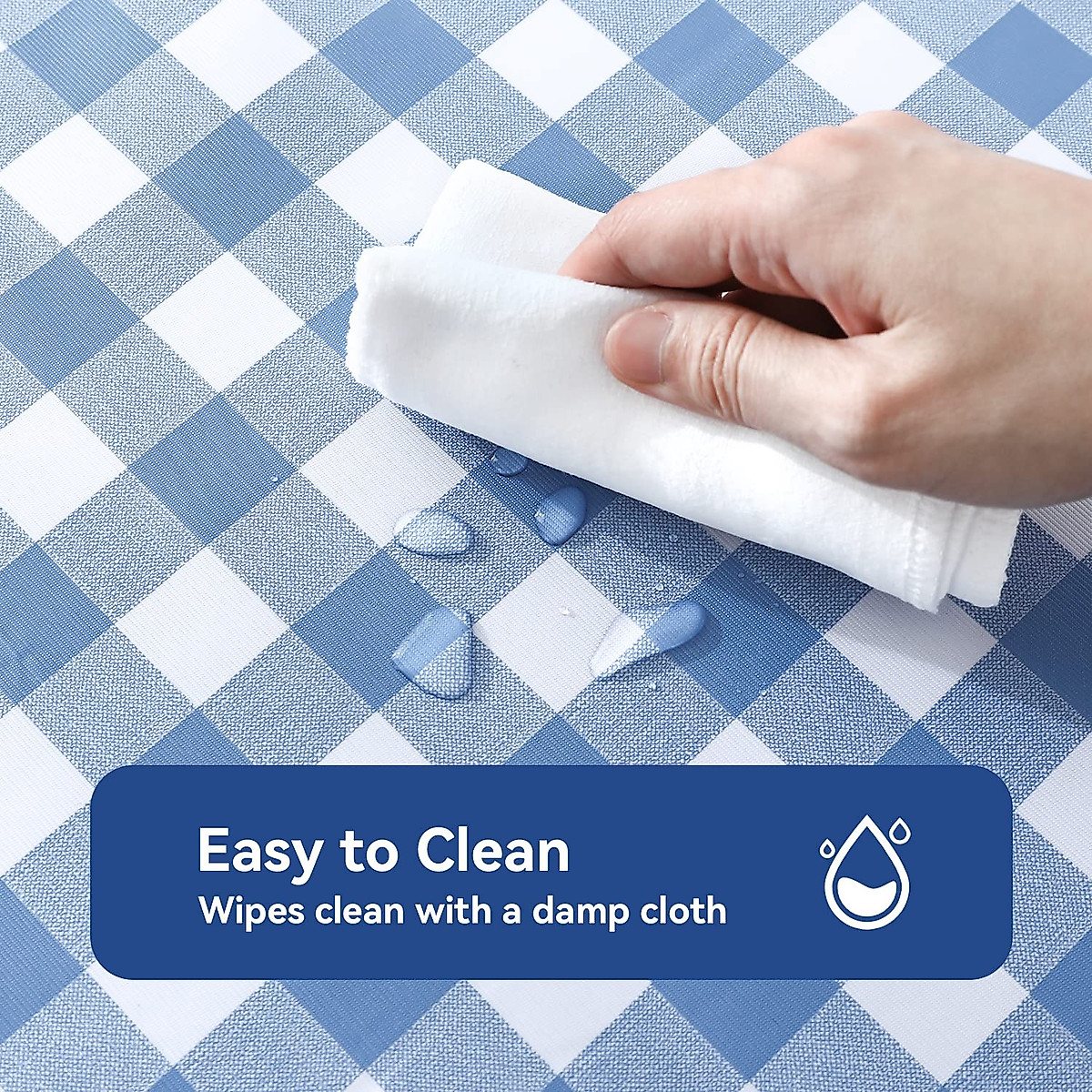 Romanstile Rectangle Vinyl PVC Tablecloth, 100% Waterproof Buffalo Plaid Plastic Table Cloth, Oil Proof Heavy Duty Wipeable Table Covers for Dining/Camping/Picnic/Outdoor - 54 x 78, Light Blue