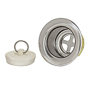 EZ-FLO Stainless Steel Laundry Tray Plug with Rubber Stopper Strainer, Heavy-Duty Sink Stopper for Bathtub or Bathroom, 30041