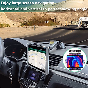Car Dashboard Tablet Mount for 4-13" iPad Phone, Cuxwill Dash Windshield Tablet Telescopic Holder with Strong Suction Cup for iPad Pro 12.9 10.5 9.7, iPad Air Mini, Samsung Tab, Kindle Fire HD, iPhone
