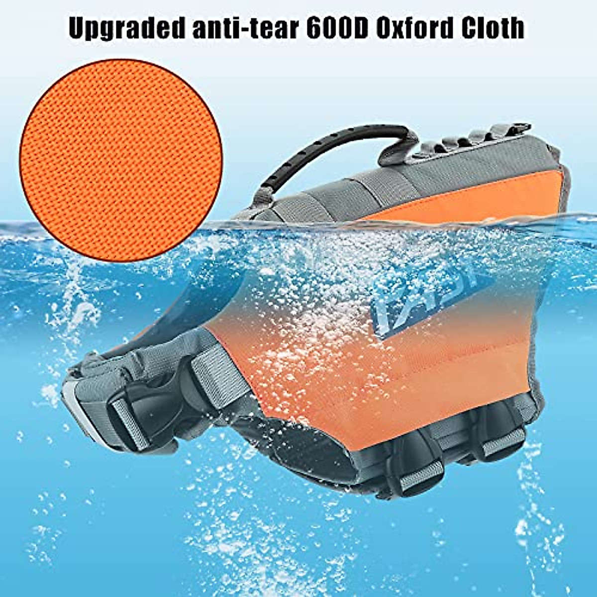 Ownpets Dog Life Jacket, Reflective Dog Safety Vest Adjustable Pet Life Preserver with Strong Buoyancy and Durable Rescue Handle for Swimming, Surfing, Boating,X-Large