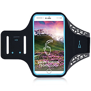Premium Cell Phone Armband Holder Sports Running Arm Case with Headphone Hole for iPhone Xs Max 8 7 6 Plus Galaxy S10+ S9 S8 S7 Moto G7 G6 E5 Play Z4 Z3 Play Google Pixel 3a Razer Phone 2 (Black)