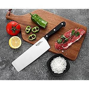 Humbee 7.5-Inch Nakiri Knife Razor Sharp High Carbon Stainless Steel Meat Cleaver, Vegetable Chopper Kitchen Knife Multipurpose Chef Knife