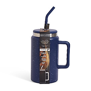 Hydragear Edge Stainless Steel Tumbler with Easy-Carry Handle and Resudable Metal Straw - 50 Oz - Planetarium Speckle