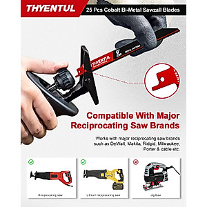 25 Pack,9 inch,14/18 TPI,Reciprocating Saw Blade Set,M42 Teeth with Cobalt Bi-Metal Blades, for Automatic Dismantling Sawzall Blades for 1/16-5/16 Medium Metals