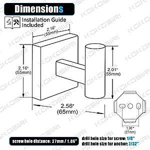 KOKOSIRI Robe Hook Bathroom Towel Coat Hooks for Bath Kitchen Wall 2 Pack Brushed Nickel Stainless Steel B1013BR-P2