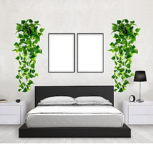 FOLUXING 1 Pack Artificial Hanging Plants, Fake Potted Plant with Black Pot for Home Indoor/Outdoor Office Garden Decor
