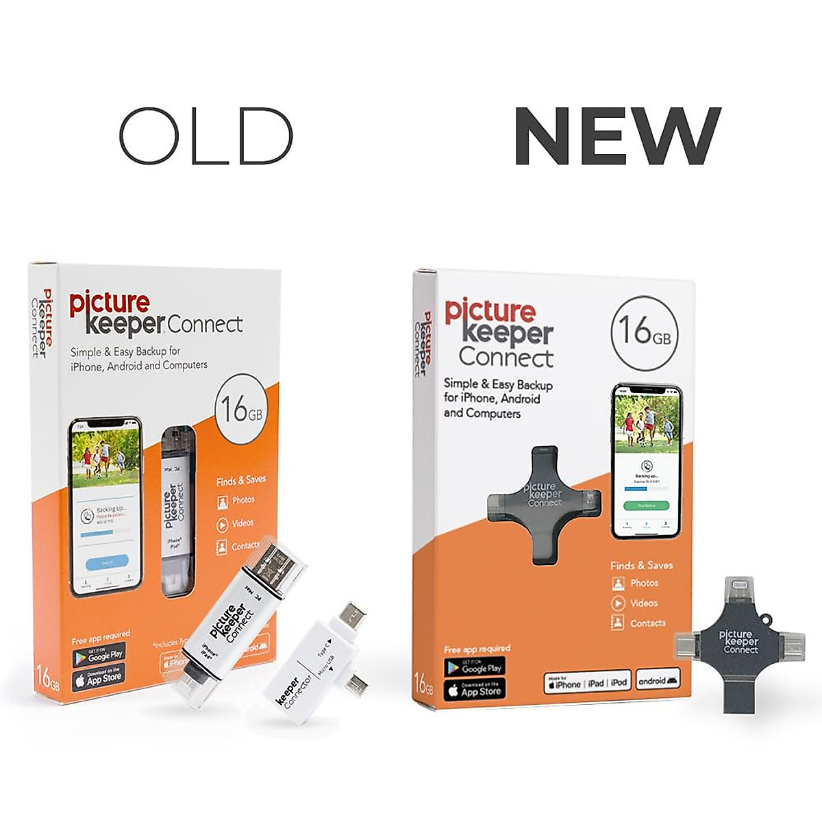 Picture Keeper Connect Photo & Video USB Flash Drive for Apple, Android, & PC Devices, 16GB Thumb Drive