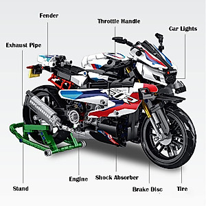 NOSTEA Technics Motorcycle for BMW M1000 RR, 912 pcs, Motorcycle Building Bricks Toy Compatible with Lego