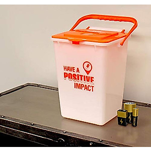 Busch Systems 5 Pack Battery Recycler - Indoor E-Waste Recycling Bin - Orange/Natural