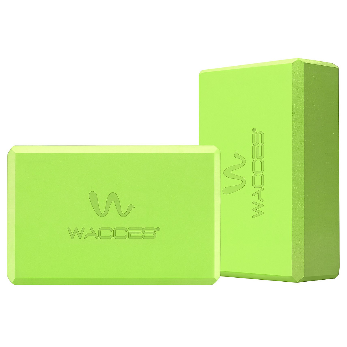 Wacces Foam Exercise, Fitness & Yoga Blocks - Set of 2 (9" x 6" x 4") - Green