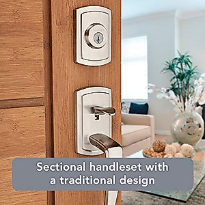 Baldwin Nautica, Front Entry Handleset with Interior Lever, Featuring SmartKey Deadbolt Re-Key Technology and Microban Protection, in Satin Nickel