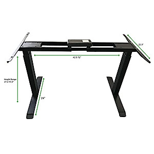 Rise UP Dual Motor Electric Adjustable Height Width Standing Desk Frame with Memory Premium Quality sit Stand up Ergonomic Home Commercial Office Desk Base Legs Base Table no Desktop Computer Black