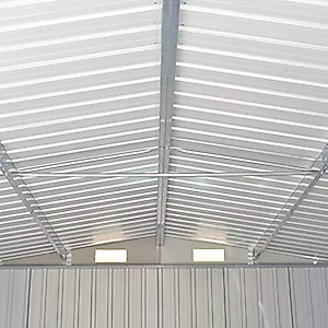 Outdoor Metal Storage Shed, Galvanized Metal Garden Sheds Outdoor Storage House with Air Vent and Door, Outdoor Tool Storage Bike Shed for Trash Can, Bike, Lawnmower 101.2"x228.3"x71.3" Anthracite