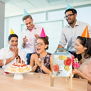 Ruizhihu Beverage Dispenser Stand Round Glass 𝗪𝗮𝘁𝗲𝗿 𝗗𝗶𝘀𝗽𝗲𝗻𝘀𝗲𝗿 𝗦𝘁𝗮𝗻𝗱 Bamboo Wood Drink Dispenser Stand Fits 6-8 Inches Diameter of Drink Stand Beverage Dispenser Stand Only