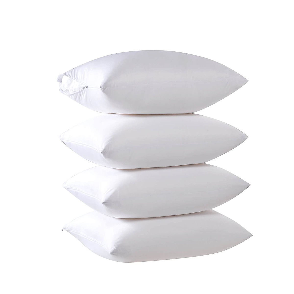 4 Pack Waterproof Down Feather Proof Pillow Protectors with Zipper Standard Size Set of 4 Poke Proof Bed Pillow Covers