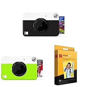 Kodak Printomatic Digital Instant Print Camera (Black) & Printomatic Digital Instant Print Camera (Green) & 2"x3" Premium Zink Photo Paper (50 Sheets) (Pack of 1)