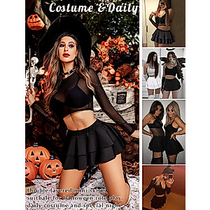 Avidlove Women Pleated Skirt Sexy Mini Cosplay Skirt Schoolgirl Ruffle Lingerie (Black,M)