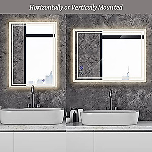 ZELIEVE 24 x 32 LED Backlit Mirror Bathroom Vanity with Lights,Anti-Fog,Dimmable,CRI90+,Touch Button,Water Proof,Horizontal/Vertical,Lighted Mirror Wall Mounted,LED Mirror for Bathroom,LED Mirrors