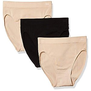 Wacoal Women's B Smooth Hi Cut Brief Panty 3 Pack, Sand, Sand, Black, Large