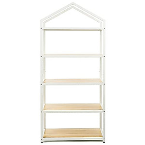 Displays2go 5-Tier Home or Retail Shelving Unit, Wrought Iron Frame, Open Back, Triangle Top Design - Ivory