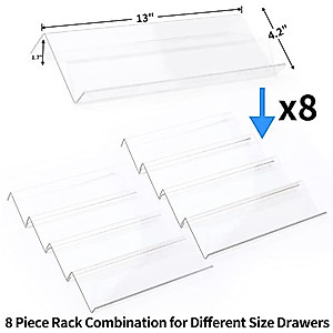 Clear Acrylic Spice Drawer Organizer, 4 Tier- 2 Set Expandable From 13" to 26" Seasoning Jars Drawers Insert, Kitchen Spice Rack Tray for Drawer/Countertop (Jars not included)